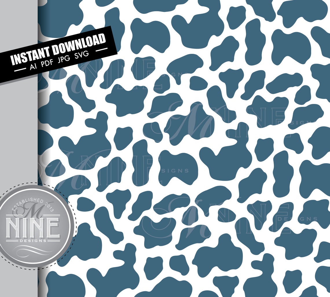 Cow Print Svg Seamless Cow Print Pattern Svg Dusty Blue - Etsy