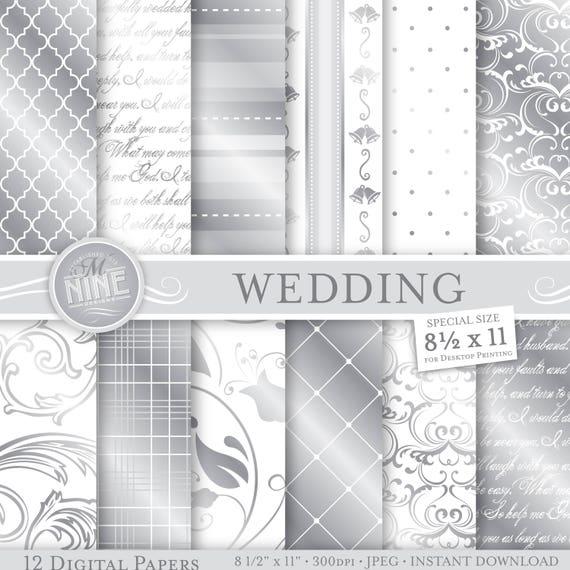 SILVER WEDDING Digital Paper / Silver Wedding Printable Paper | Etsy