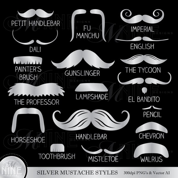 Mustache Clip Art - Etsy