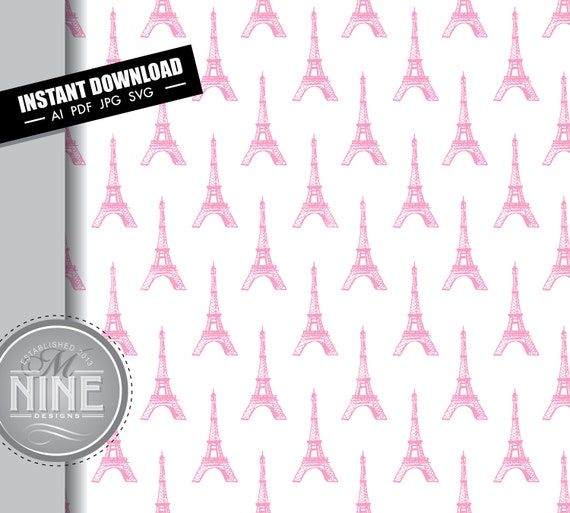 Pink Eiffel Tower Print Pattern Paris Eiffel Tower Svg Pdf | Etsy