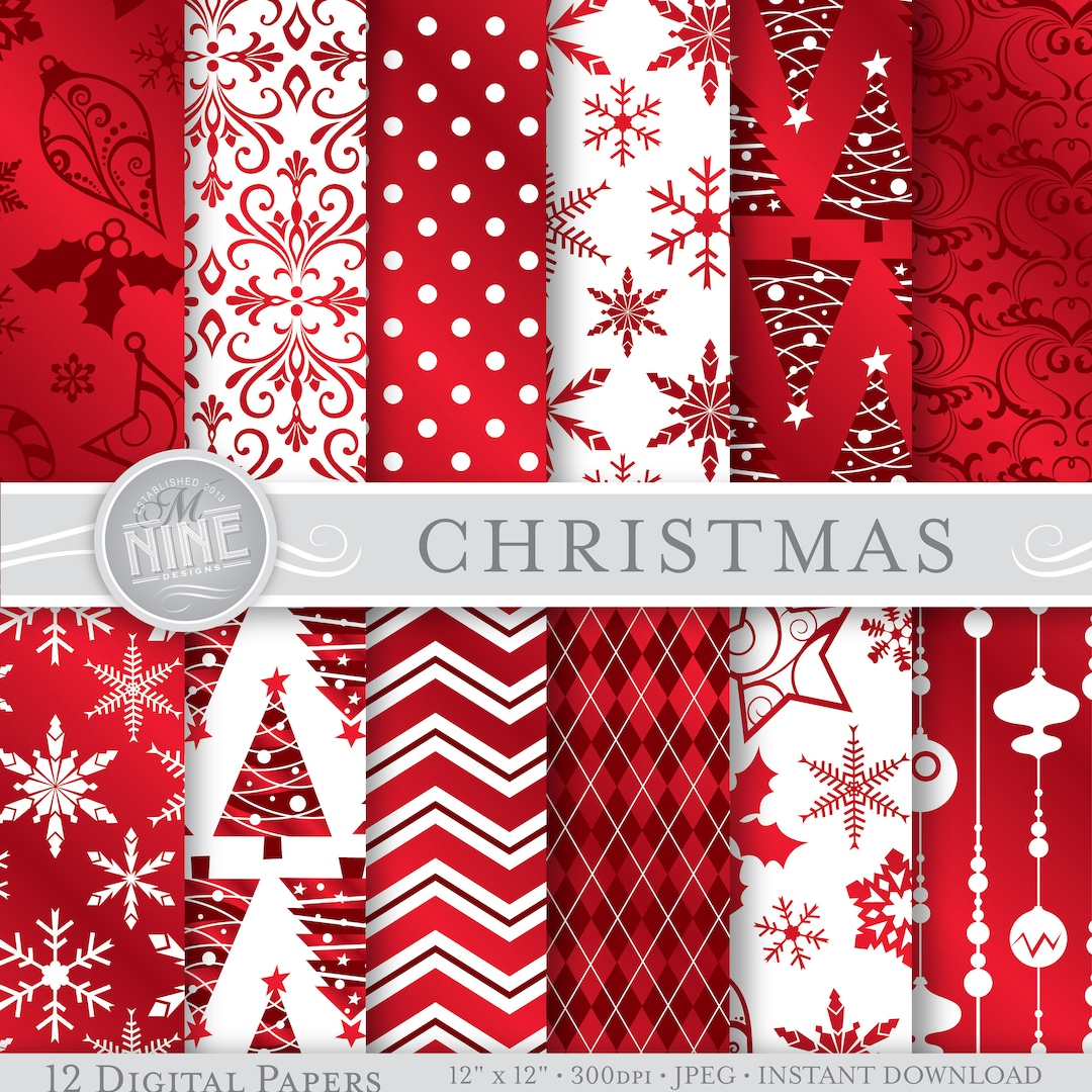 CHRISTMAS Digital Paper / Christmas Red Patterns / Christmas Prints ...