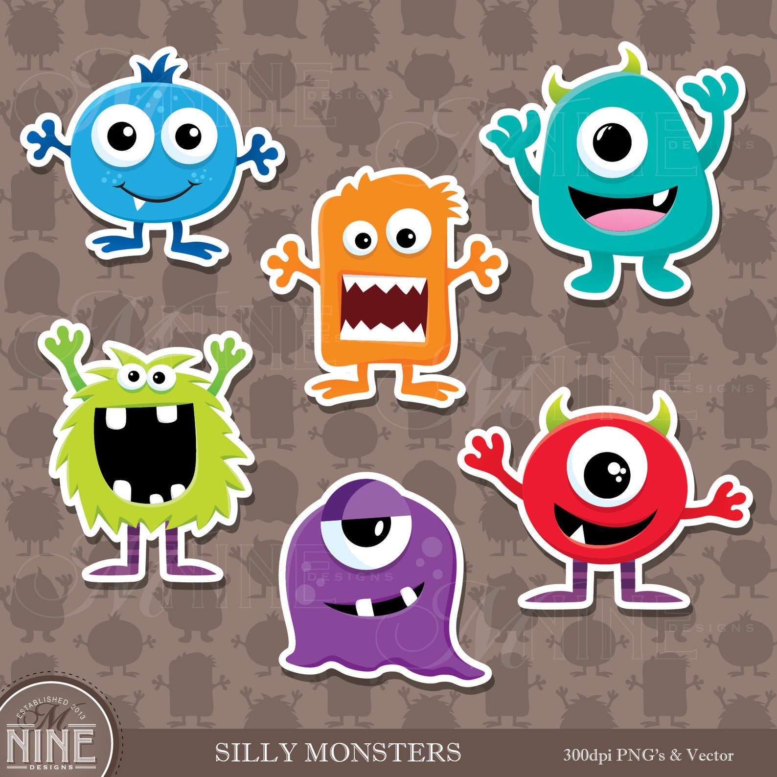 MONSTERS Sticker Clip Art / MONSTER Clipart Downloads / | Etsy