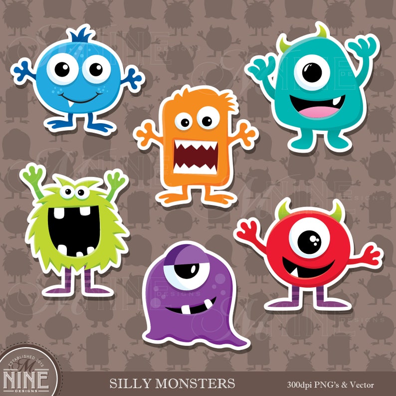 MONSTERS Sticker Clip Art / MONSTER Clipart Downloads / | Etsy