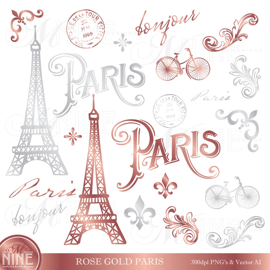 ROSE GOLD PARIS Clip Art Rose Gold Paris Theme Clipart Download Rose ...