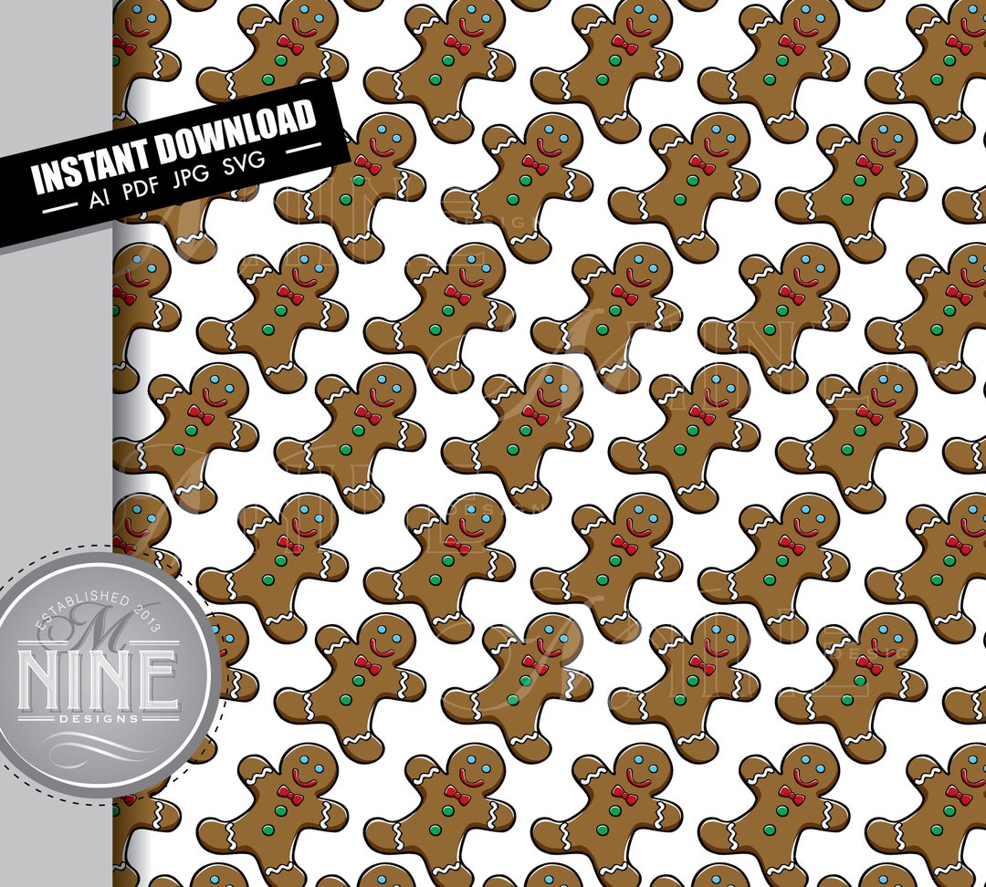 Seamless Christmas Digital Paper Seamless Gingerbread Man Digital Paper ...