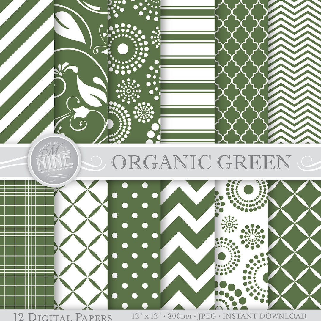 ORGANIC GREEN Digital Paper / Green Printable Patterns / Patterns ...