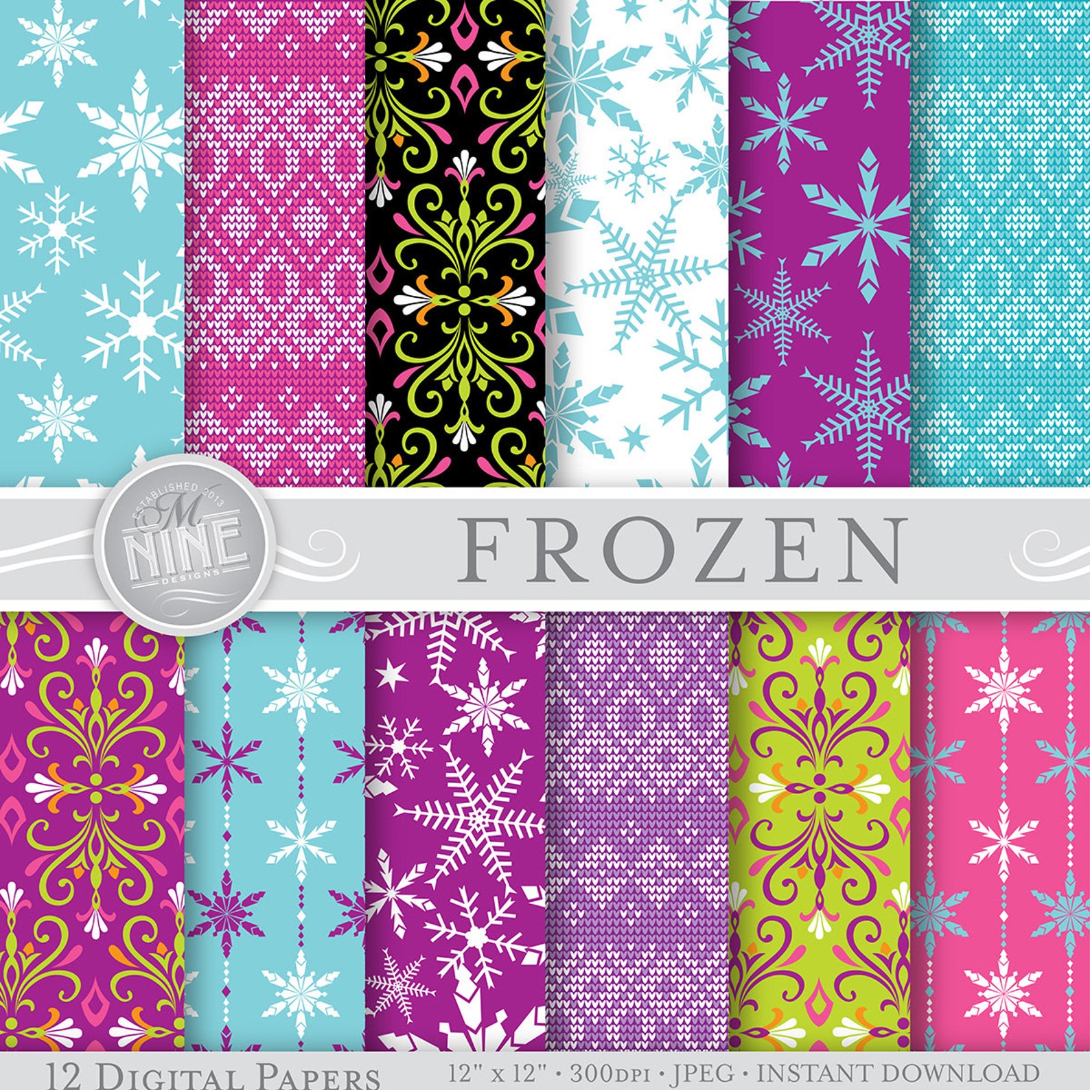 FROZEN Digital Paper: Frozen Theme Printable Pattern Prints - Etsy