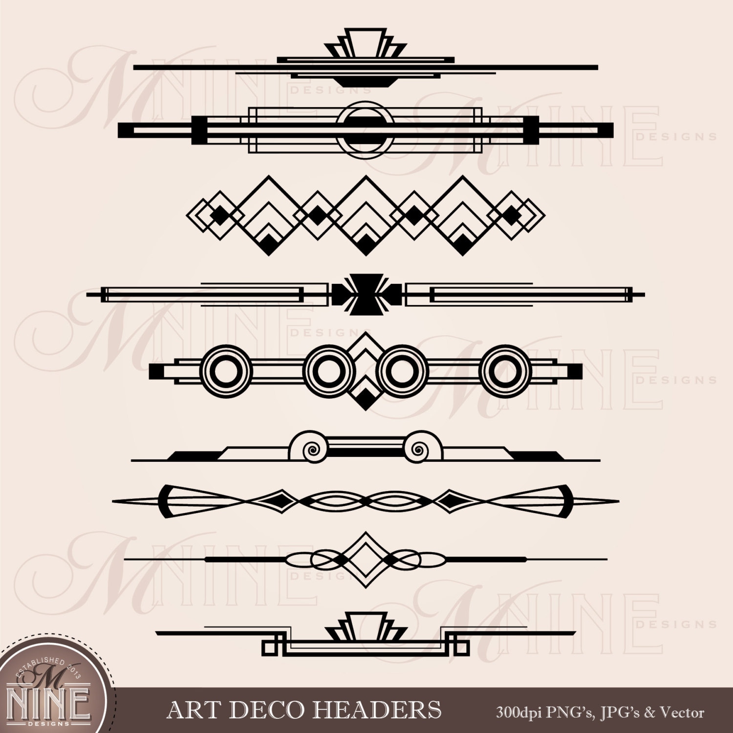 ART DECO Header Clip Art: Header Accent Clipart Art Deco - Etsy