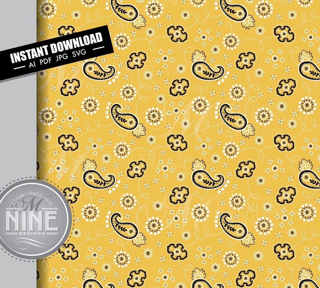 Yellow Bandana Pattern Seamless Printable Yellow Bandana Vector ...
