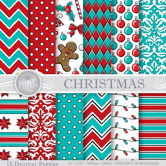 CHRISTMAS Digital Paper Downloads / Printable Christmas | Etsy