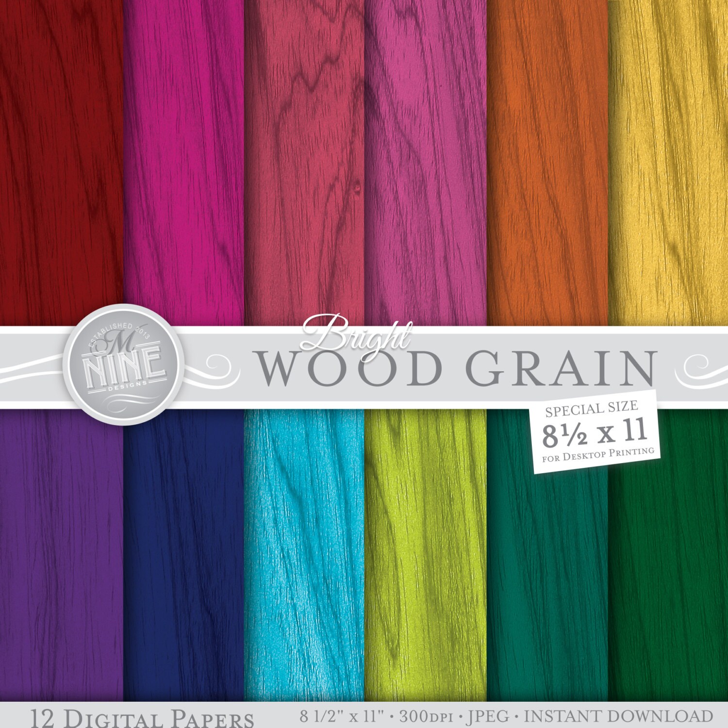 BRIGHT WOOD GRAIN 8 1/2 x 11 Digital Paper Pack | Etsy