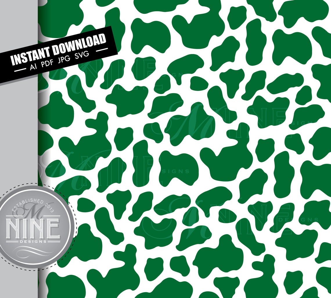 Green Cow Print Pattern Seamless Repeatable Cow Print Svg | Etsy