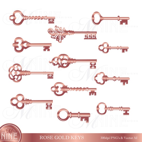 Skeleton Key Clipart - Etsy