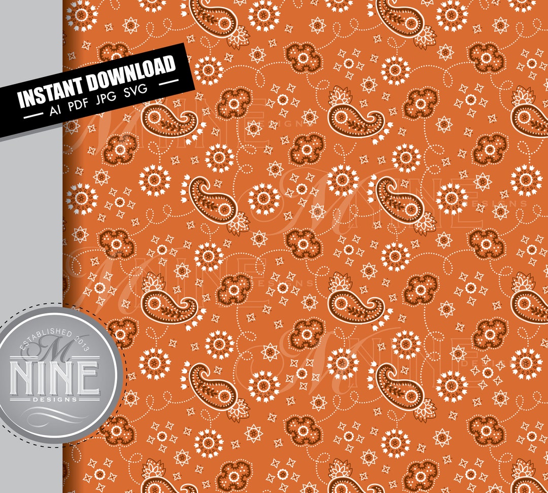 Autumn Bandana Pattern Seamless Bandana Downloads Vector Orange Bandana ...