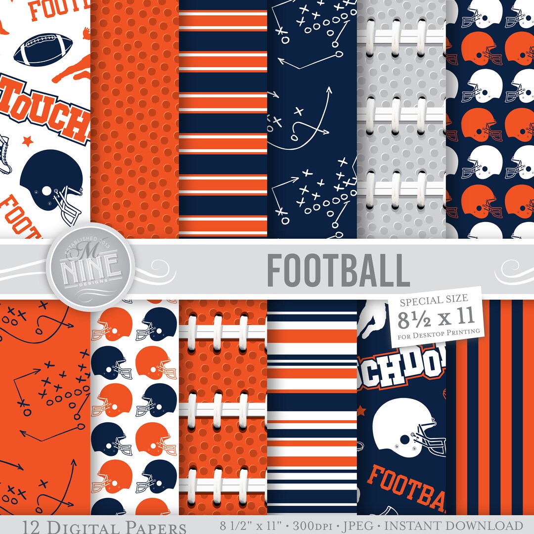 Football Digital Paper 8 1/2 X 11 Football Digital Paper Printable ...