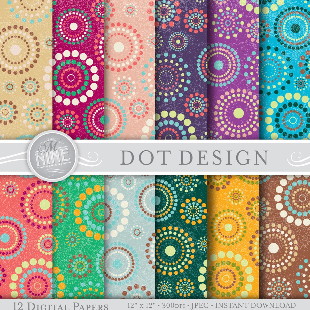 DOT DESIGN Pattern DOTS Digital Paper Print Instant Download | Etsy