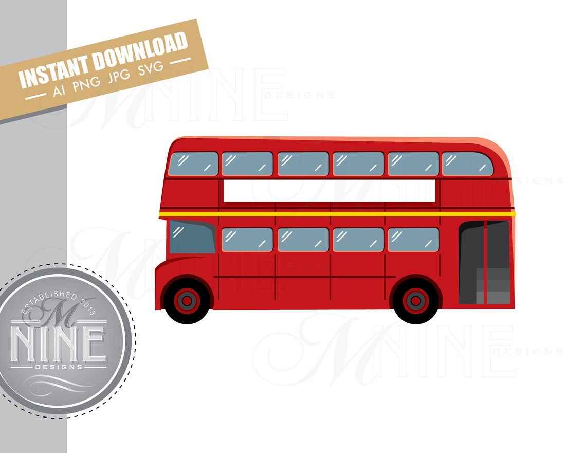 London Bus Clip Art Downloads Vector Double Decker Bus Ai | Etsy