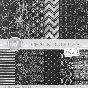 Chalk Digital Paper / Chalk DOODLE Patterns / 8 1/2 X 11 - Etsy
