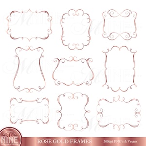 Frame Clip Art / Elegant Rose Gold Frames Clipart / Digital Photo ...