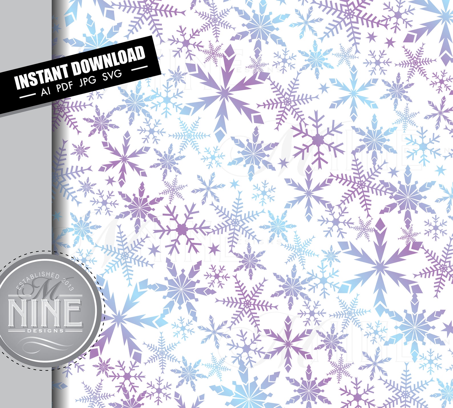 Snowflakes Pattern Frozen Snowflakes Svg Pdf Jpg Vector AI - Etsy