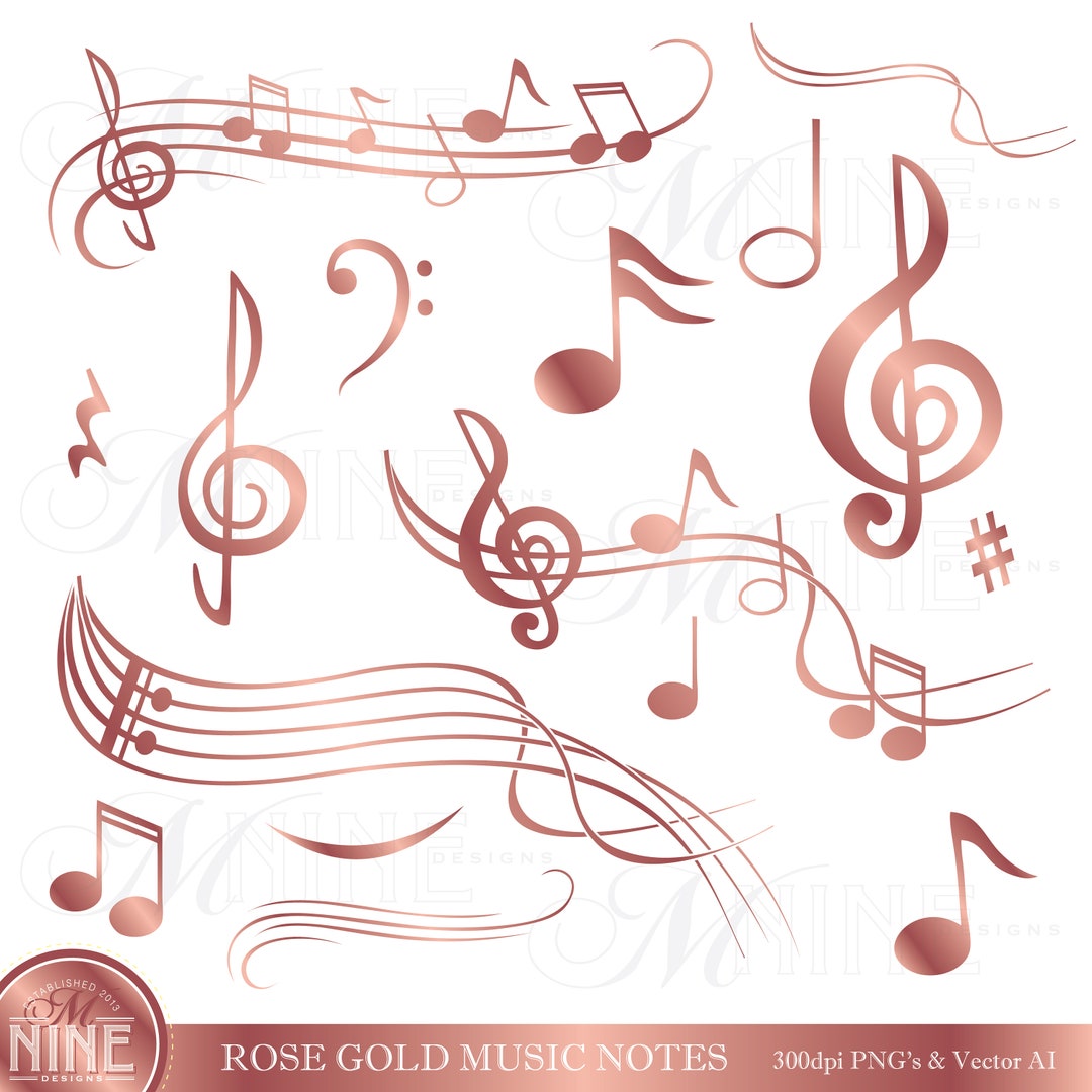 Rose Gold MUSIKNOTEN ClipArt Rose Gold Musik Thema Clipart Musik Noten ...
