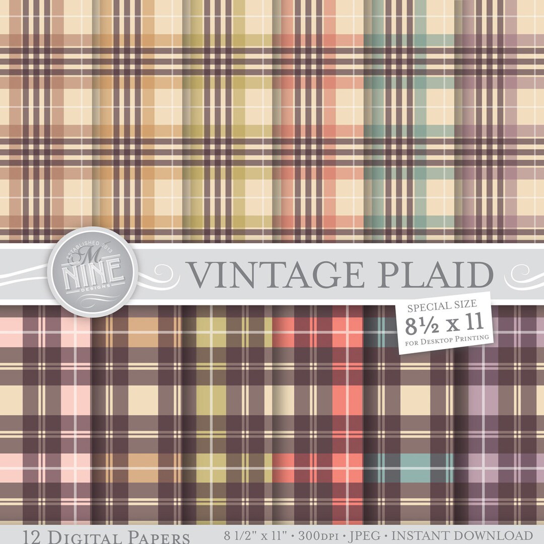 VINTAGE PLAID Patterns 8 1/2 X 11 Digital Paper - Etsy