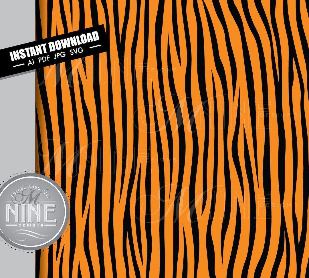 Orange Tiger Stripes Print Pattern, Seamless Tiger Print Digital Paper ...