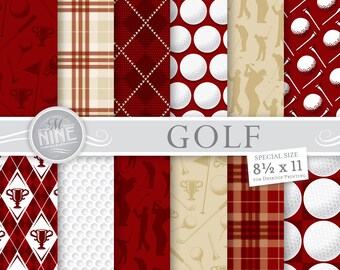 Golf Digital Paper: BURGUNDY GOLF Theme Printable Pattern - Etsy