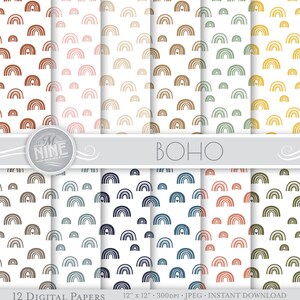 Boho Rainbows Digital Paper Boho Rainbows Seamless Digital Paper ...