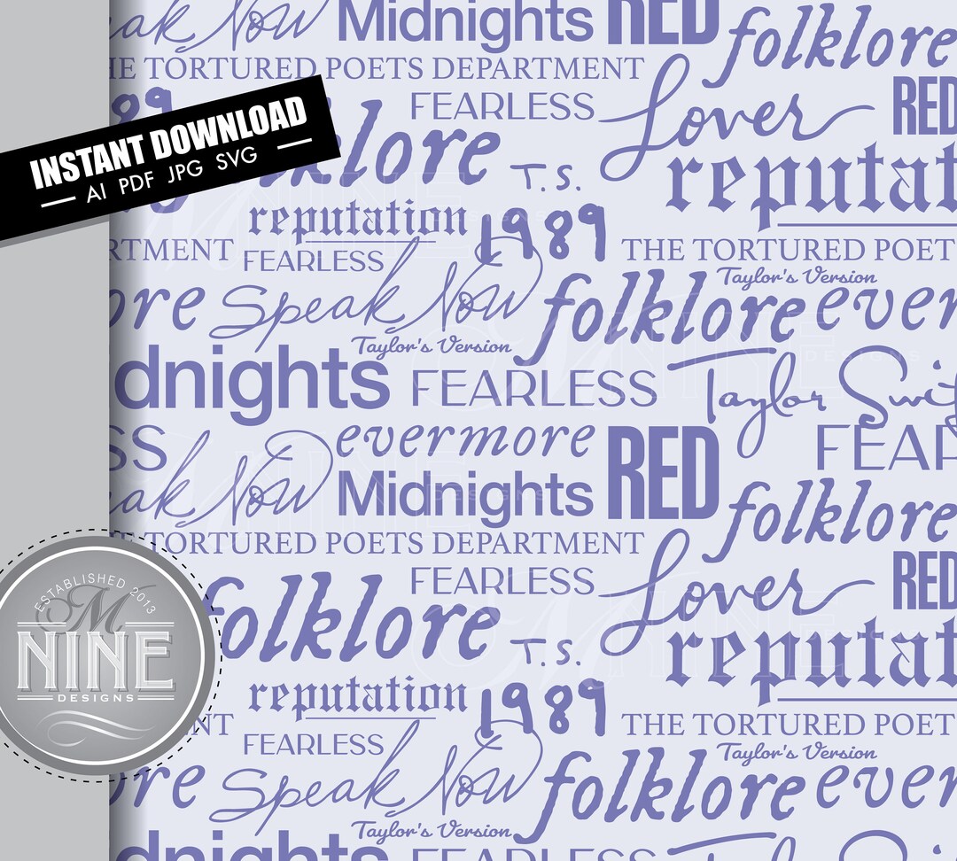 Taylor Swift Eras Tour Seamless Digital Paper Swiftie Svg Download