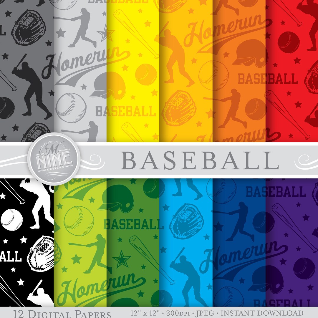 BASEBALL PRINT Digital Paper / BASEBALL Party Printables / Baseball ...