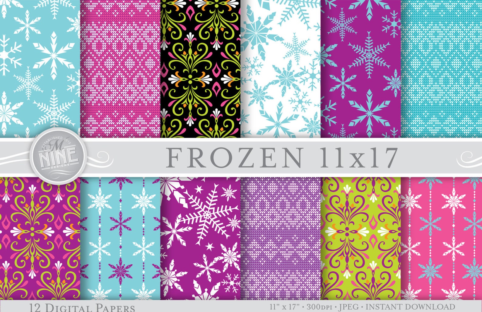 FROZEN Digital Paper Digital Paper Pattern Prints Instant | Etsy