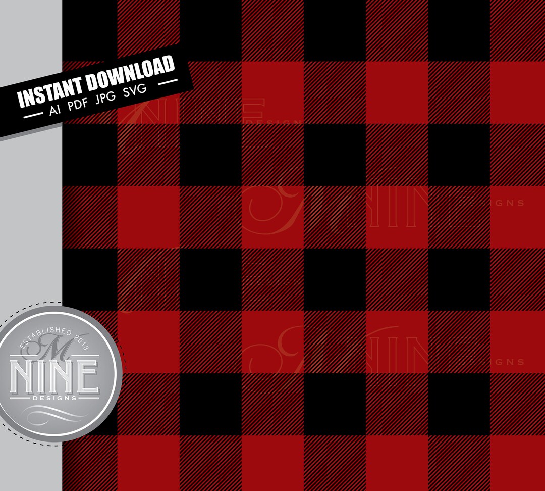 Red Buffalo Plaid Digital Paper Seamless Repeatable Plaid Pattern Svg ...