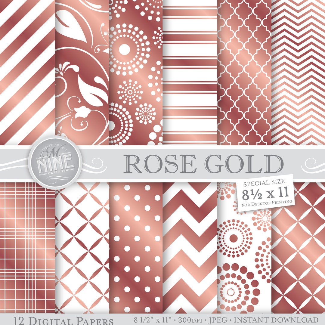 ROSE GOLD Digital Paper / Rose Gold Printable Pattern Prints / Instant ...