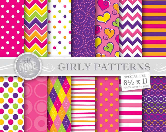 GIRLY PATTERNS Digital Paper Downloads / Digital Downloads / - Etsy