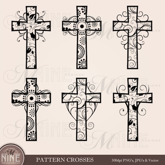 Fancy Cross Designs Clip Art