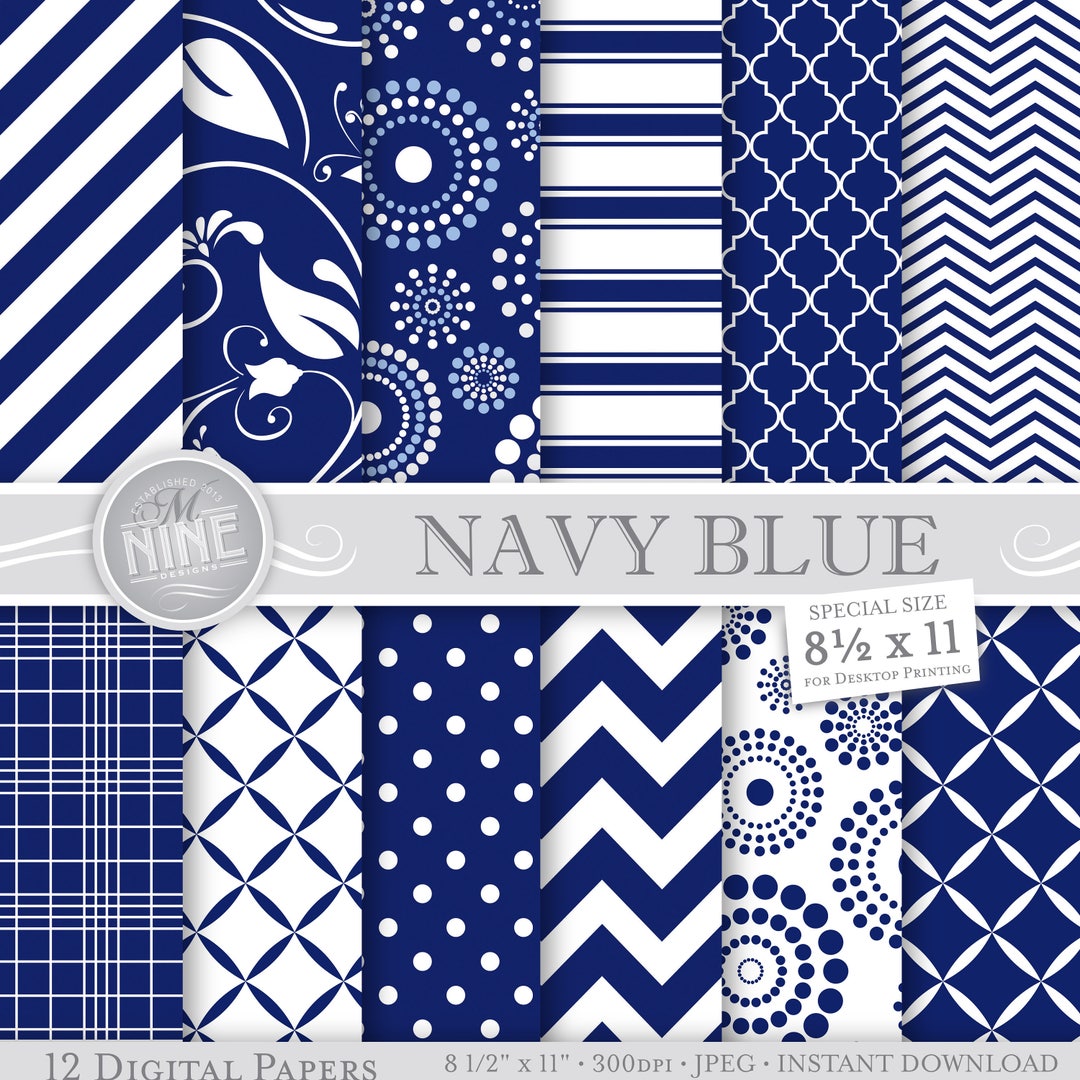 NAVY BLUE Digital Paper: Navy Blue Printable Pattern Print, Navy Blue ...