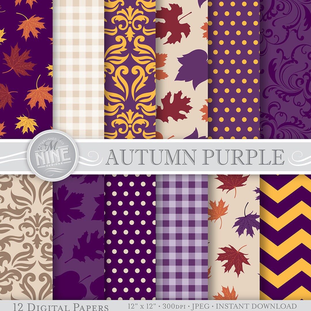 AUTUMN PURPLE Digital Paper 12 X 12 Fall Pattern - Etsy