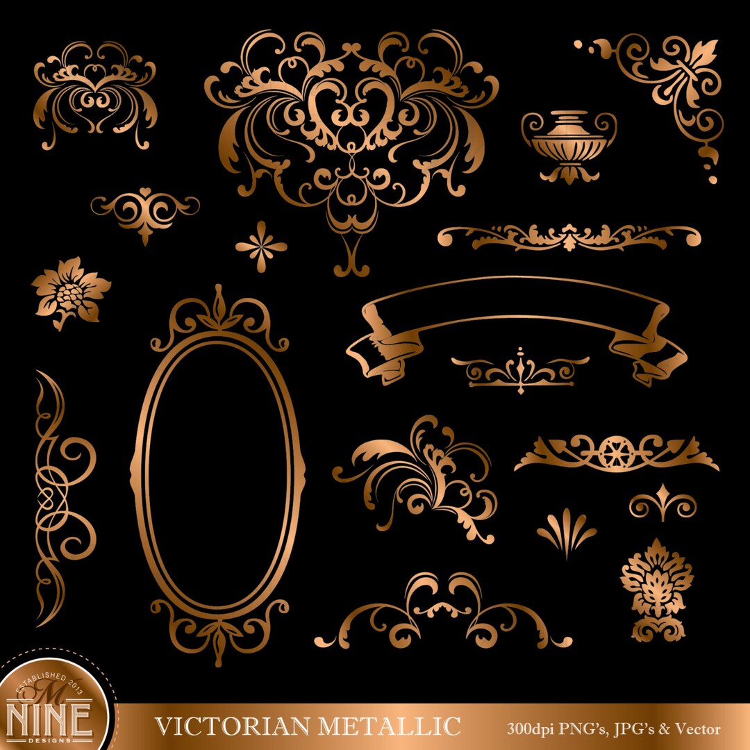BRONZE VICTORIAN Design Elements Digital Clipart Instant - Etsy