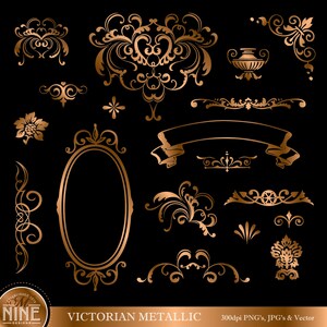 BRONZE VICTORIAN Design Elements Digital Clipart Instant - Etsy
