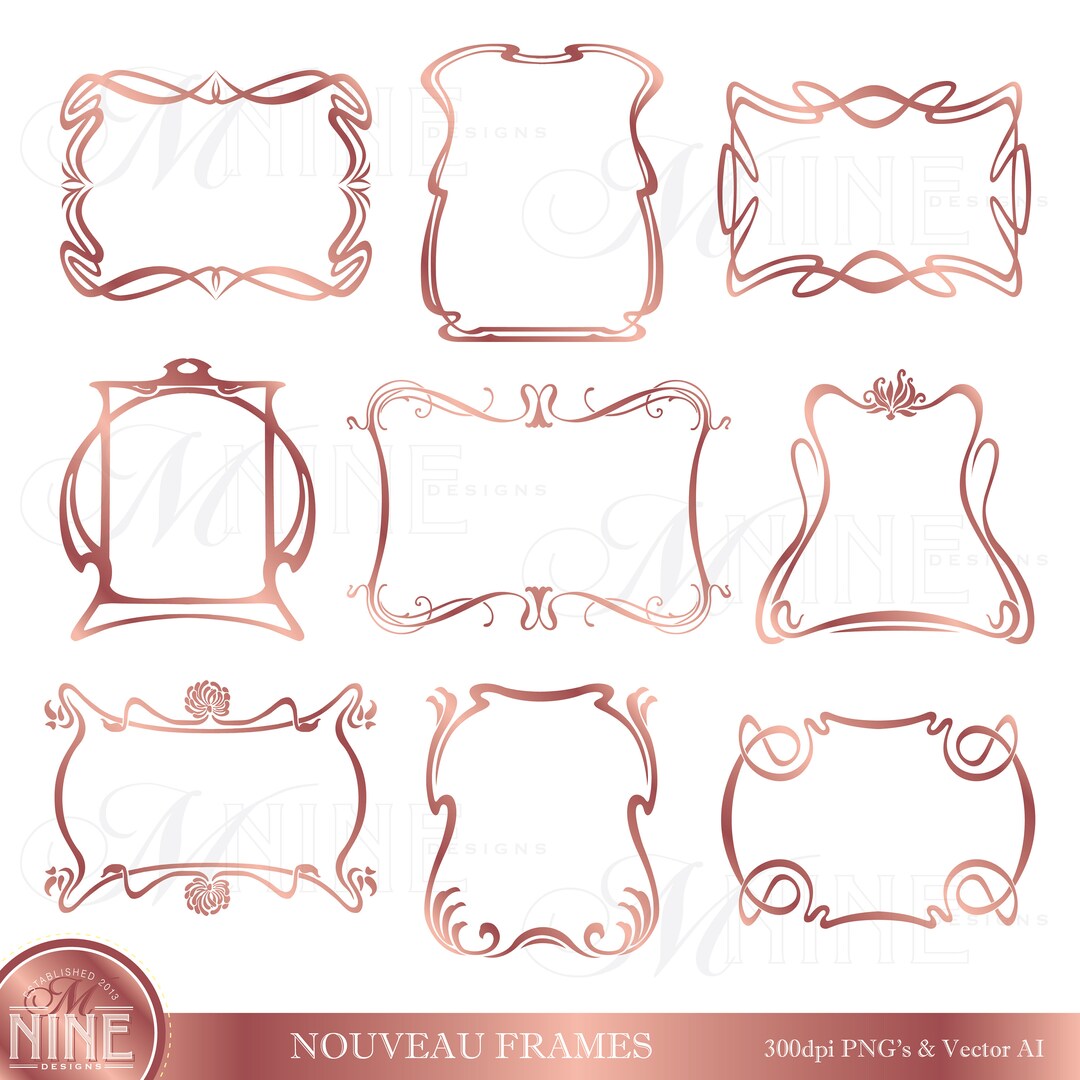 Rose Gold Frame Clipart Rose Gold NOUVEAU FRAMES Clip Art Frame Clipart ...