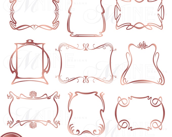 Rose Gold Frame Clipart Rose Gold NOUVEAU FRAMES Clip Art - Etsy