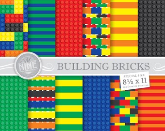 BUILDING BLOCKS Digital Paper / Building Bricks Patterns / | Etsy