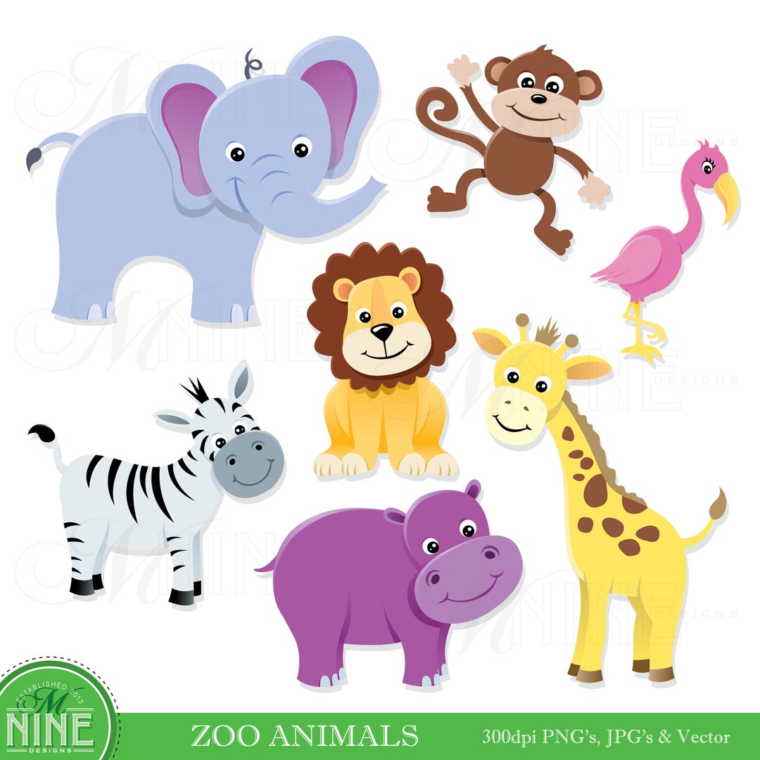 Animal Clip Art / ZOO ANIMALS Clipart / Digital Clip Art, Instant ...