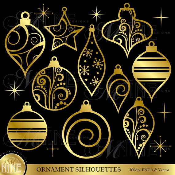 GOLD ORNAMENTS Clipart / Christmas Ornaments Clip Art / Vector | Etsy
