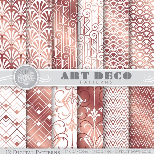 Rose Gold ART DECO Digital Paper / Rose Gold Art Deco Patterns - Etsy