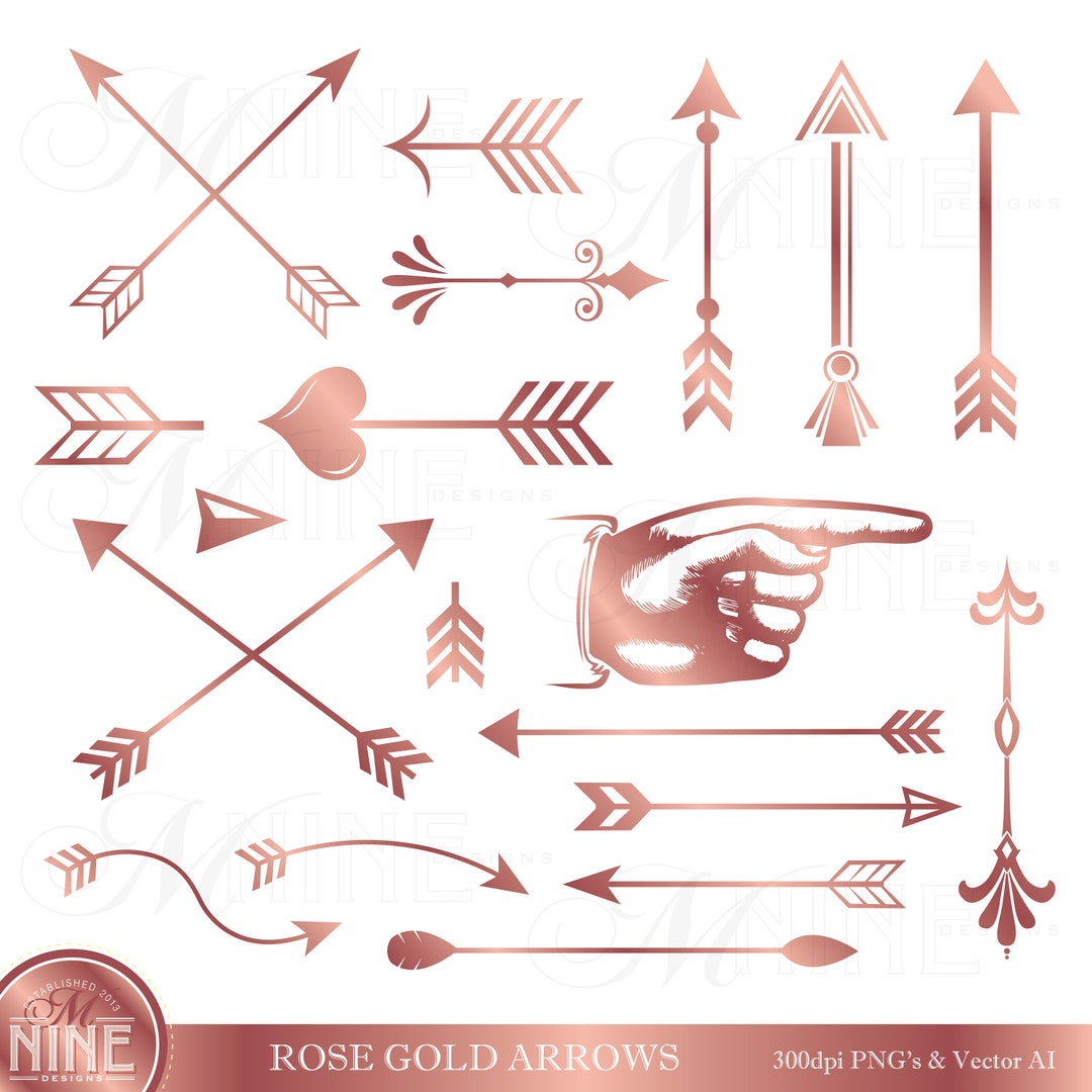 Rose Gold ARROWS Clipart Rose Gold Vector Arrows Clip Art Rose Gold ...