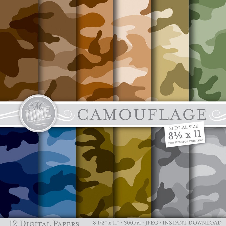 PAPEL digital CAMOUFLAGE: camuflaje imprimible patrón | Etsy