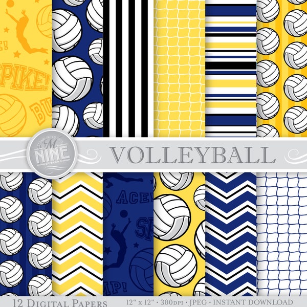 Volleyball Blue and Yellow Svg - Etsy