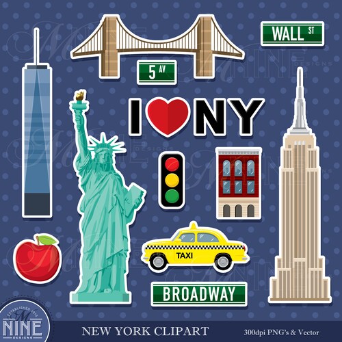 NEW YORK Sticker Clip Art / New York Clipart Downloads / - Etsy
